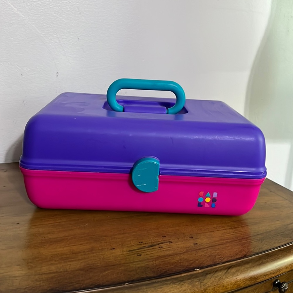 Vintage Caboodles Pink & Purple Cosmetic Train Case 2… - Gem